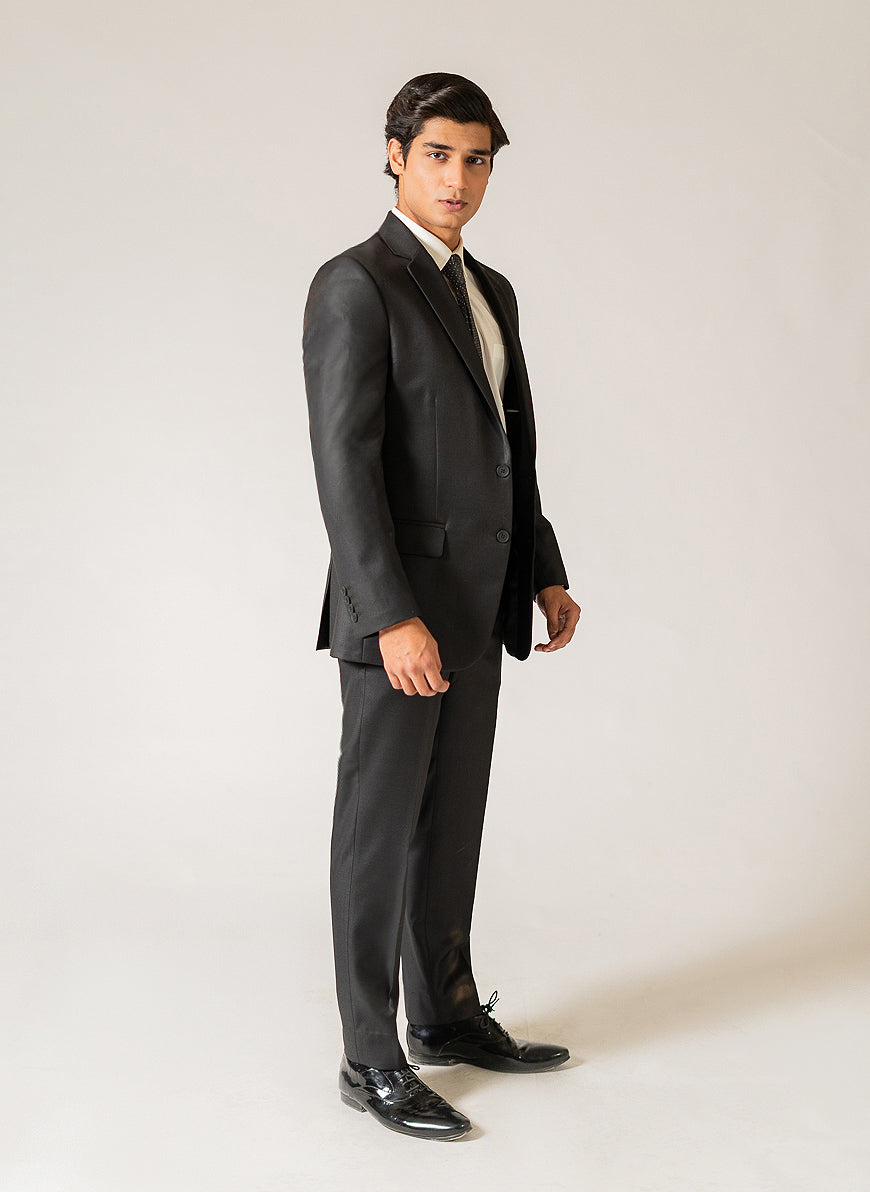 Ivory Premium Black Plain 2-Piece Suit – Lawrencepur